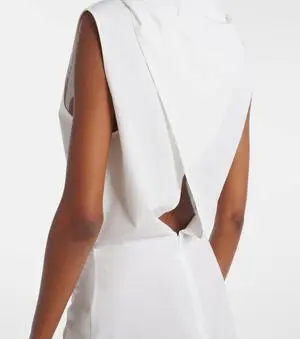 Khaite Astor Draped Cotton Poplin Minidress - White
