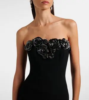 Rachel Gilbert Floral-appliqué Bustier Gown