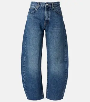 FRAME Bubble Crop Barrel-leg Jeans In Westbury - Blue