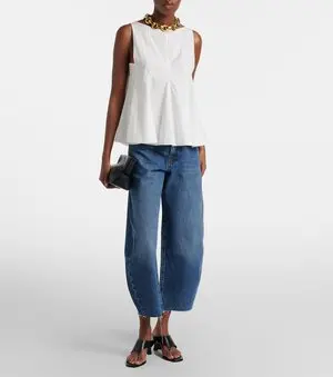 FRAME Bubble Crop Barrel-leg Jeans In Westbury - Blue