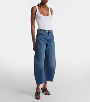 FRAME Bubble Crop Barrel-leg Jeans In Westbury - Blue