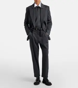Brunello Cucinelli Wool Straight Leg Trousers - Grey