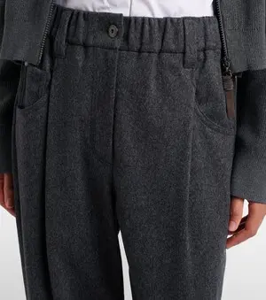 Brunello Cucinelli Wool Straight Leg Trousers - Grey