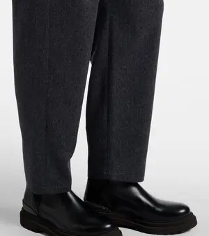 Brunello Cucinelli Wool Straight Leg Trousers - Grey