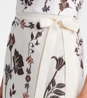 Agua Bendita Floral Linen Bustier Dress