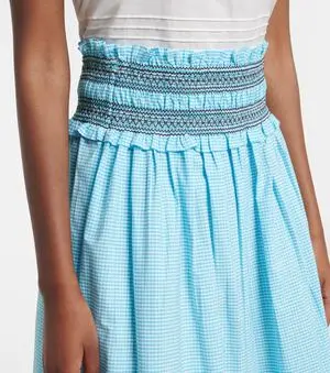 GANNI Embroidered Gingham Cotton Poplin Maxi Skirt