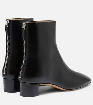 Le Monde Beryl Carole Leather Ankle Boots - Black