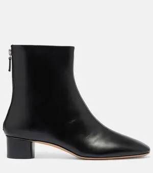 Le Monde Beryl Carole Leather Ankle Boots - Black