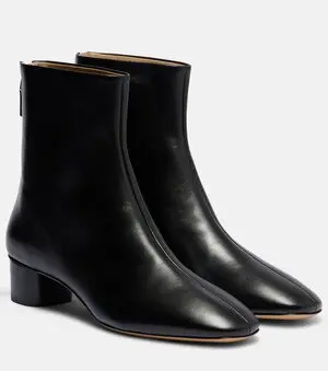 Le Monde Beryl Carole Leather Ankle Boots - Black