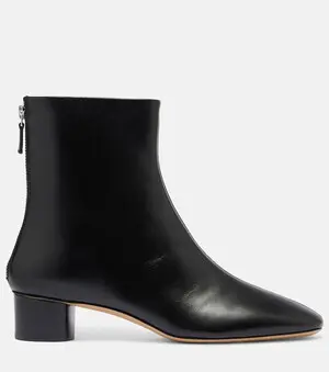 Le Monde Beryl Carole Leather Ankle Boots - Black