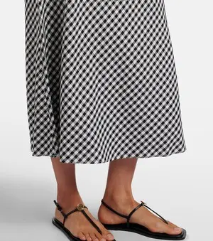 Rixo Amari Lace-trimmed Checked Midi Dress - Black