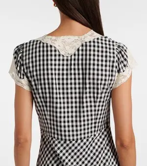Rixo Amari Lace-trimmed Checked Midi Dress - Black