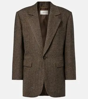 Saint Laurent Wool-blend Herringbone Blazer - Brown