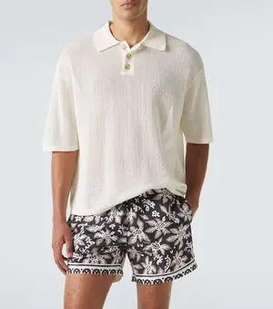 Commas Open-knit Cotton-blend Polo Sweater