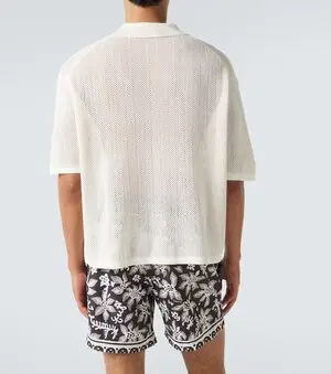 Commas Open-knit Cotton-blend Polo Sweater