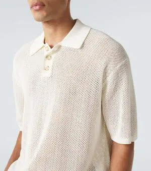 Commas Open-knit Cotton-blend Polo Sweater