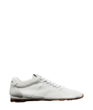 Miu Miu Polyester And Leather Trimmed Lace-up Sneakers - White