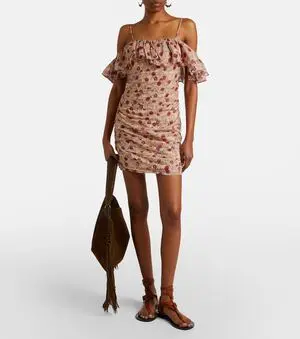 MARANT ETOILE Davilia Off-shoulder Ruched Cotton Minidress - Red