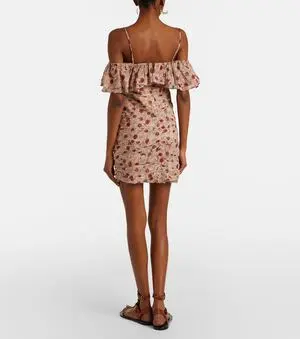 MARANT ETOILE Davilia Off-shoulder Ruched Cotton Minidress - Red