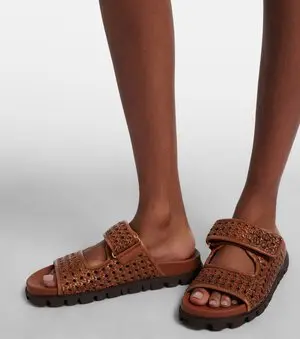 Miu Miu Woven Leather Open Toe Sandals