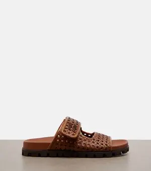 Miu Miu Woven Leather Open Toe Sandals