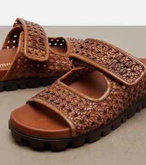 Miu Miu Woven Leather Open Toe Sandals