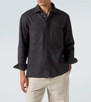 SAMAN AMEL Regis Silk Shirt Jacket - Black