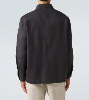 SAMAN AMEL Regis Silk Shirt Jacket - Black
