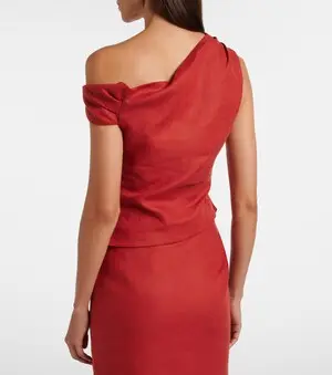 SIR. Asymmetric Linen Top - Red