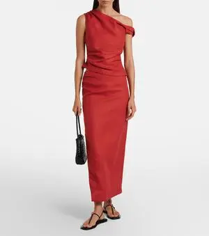 SIR. Asymmetric Linen Top - Red