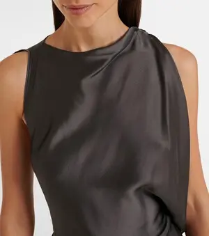 Victoria Beckham Kyra Draped Crêpe Satin Midi Dress - Grey