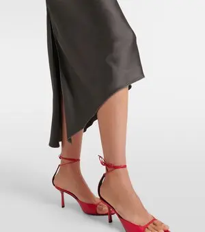 Victoria Beckham Kyra Draped Crêpe Satin Midi Dress - Grey