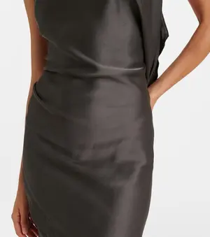 Victoria Beckham Kyra Draped Crêpe Satin Midi Dress - Grey