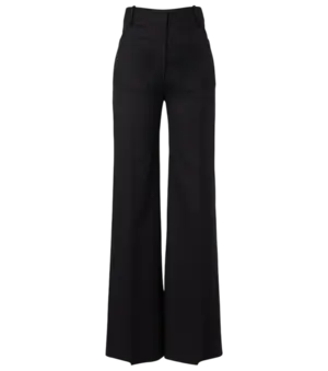 Victoria Beckham Alina Virgin Wool Flared Trousers - Grey