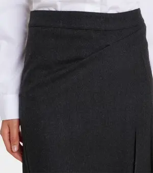 Victoria Beckham Draped Virgin Wool Midi Skirt