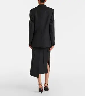 Victoria Beckham Draped Virgin Wool Midi Skirt