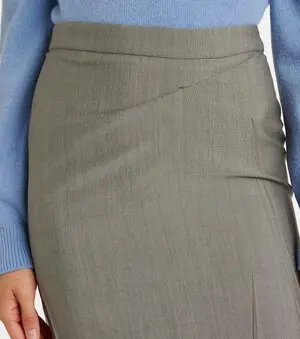 Victoria Beckham Draped Wool And Mohair Midi Skirt - Grey