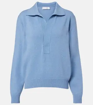 Victoria Beckham Genevieve Wool And Cashmere Polo Sweater - Blue