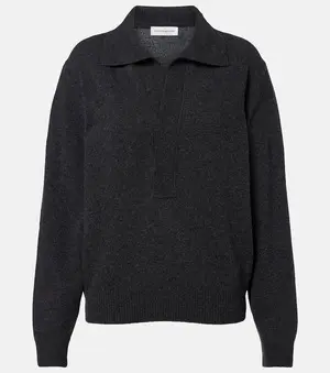 Victoria Beckham Genevieve Wool And Cashmere Polo Sweater - Grey