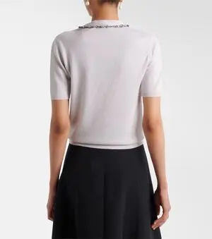 Valentino Garavani Embellished Tie-neck Virgin Wool Sweater
