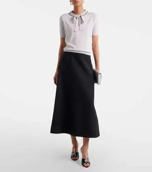 Valentino Garavani Embellished Tie-neck Virgin Wool Sweater