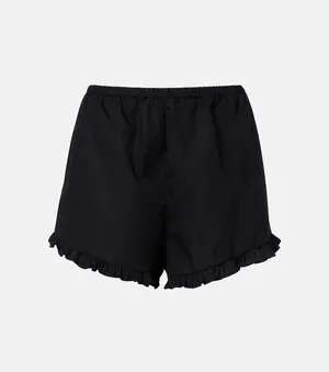Hunza G Cotton Poplin Frill Shorts - Black