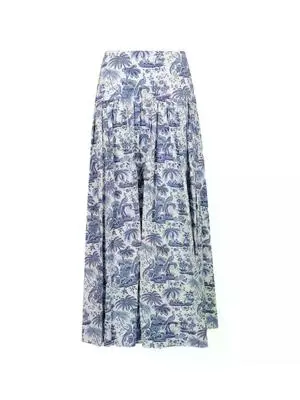 Staud Procida Toile-print Gathered Skirt - Blue