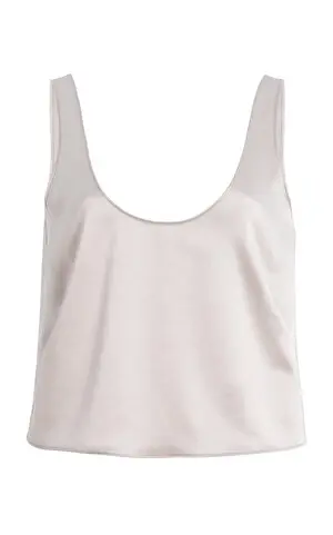 LESET Scoop Neck Satin Tank Top With Wide Straps - Grey