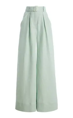 Matthew Bruch Pleated Wide-leg Linen Pants