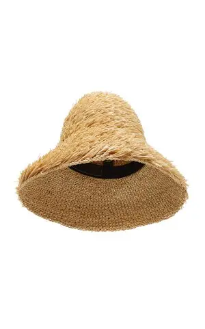Janessa Leoné Gabi Textured Raffia Bucket Hat - Brown