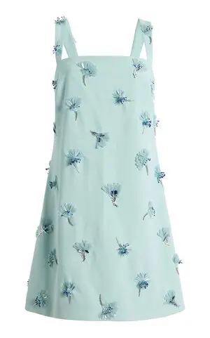Simkhai Ella Embellished Crepe Mini Dress - Blue