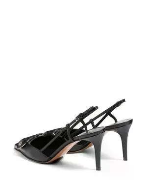 Valentino Garavani Vlogo Signature Leather Slingback Pumps - Black