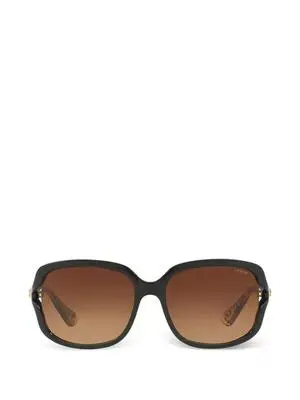 COACH Leopard Print Square Frame Sunglasses - Black