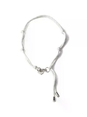 Prada Cord Necklace With Enamel Triangle Logo - Silver